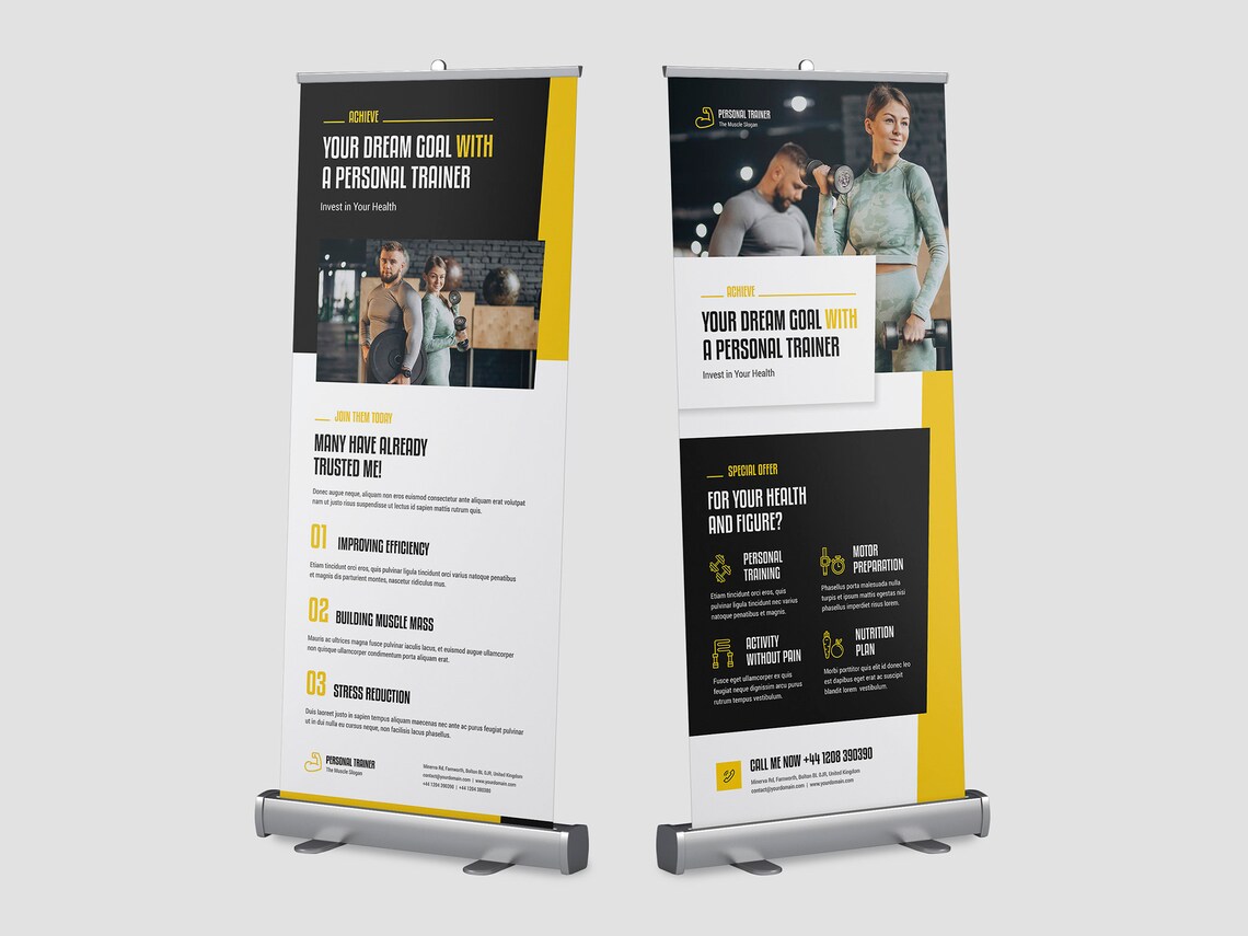 Personal Trainer Roll up Banner Template, Gym Fitness (canva Template ...