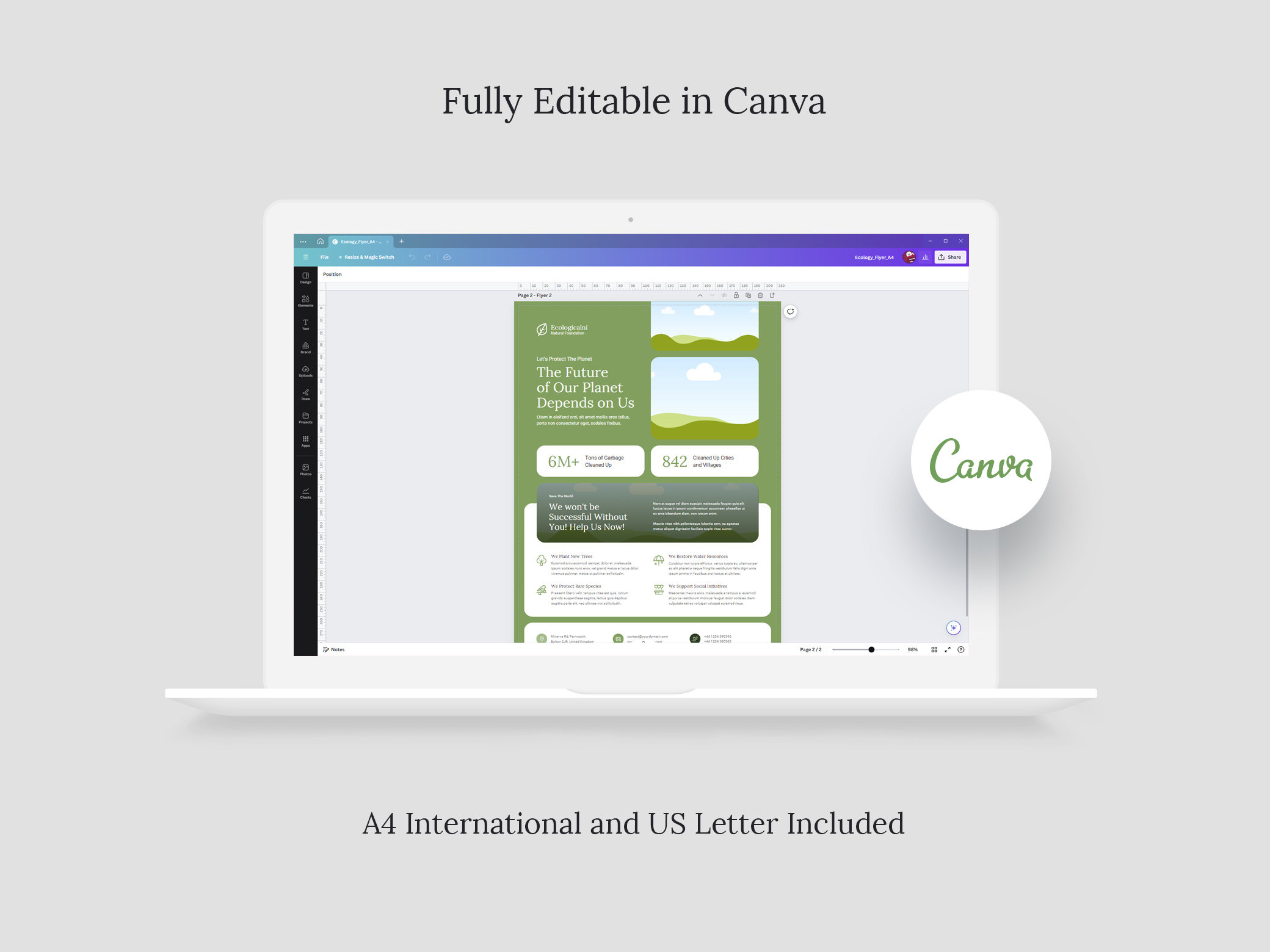 Ecology Foundation Flyer Canva Template, Campus Offer, Solar Panels ...