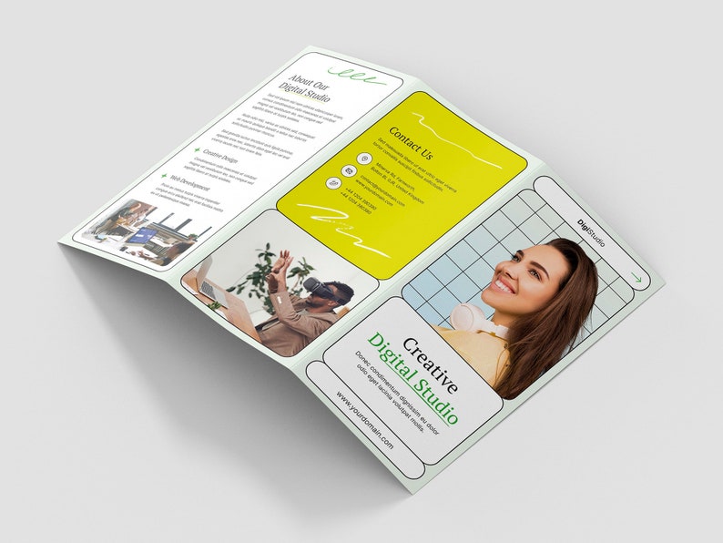 Digital Studio Brochure Tri-fold, Canva Template, Creative Agency Offer ...
