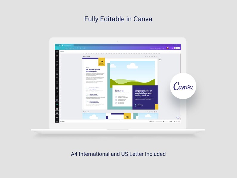 Laboratory Brochure Tri-fold, Canva Template, Medical Brochure Design ...