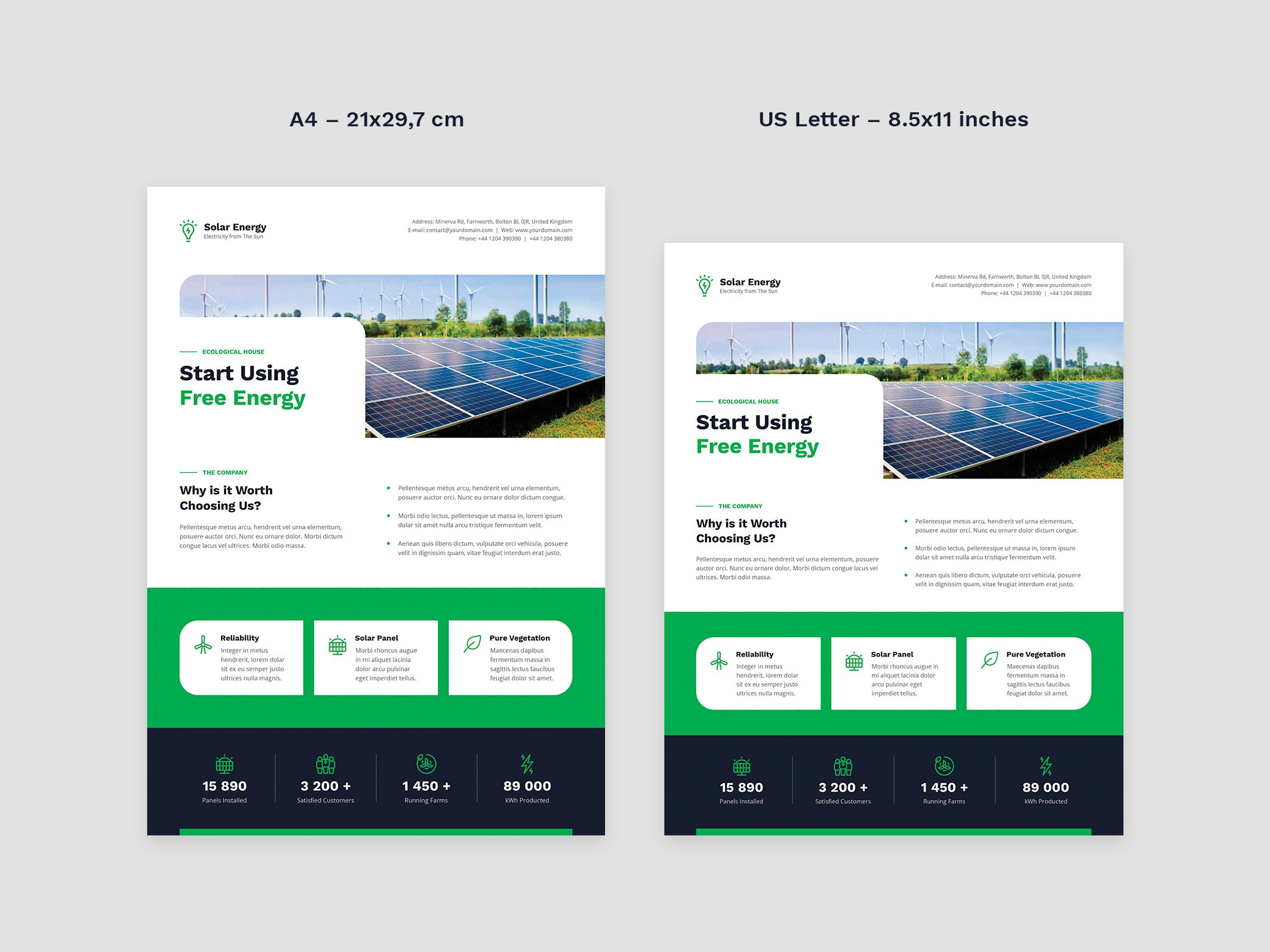 Solar Energy Flyer Canva Template, Construction Company, Energy ...