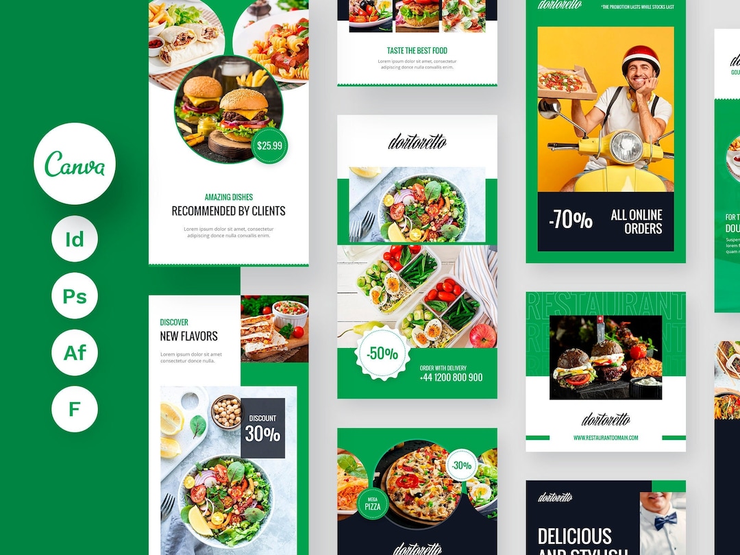 Restaurant Instagram Post Canva, Culinary Agency Social Media Story PSD ...