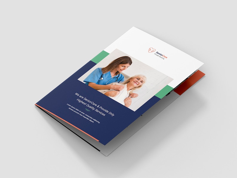 Senior Care Brochure Bifold Canva Template for Elderly Care Services ...