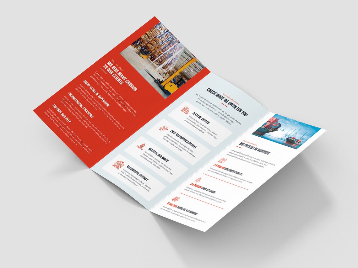 Transport Logistic Brochure Trifold Canva Template, Cargo, Yard ...