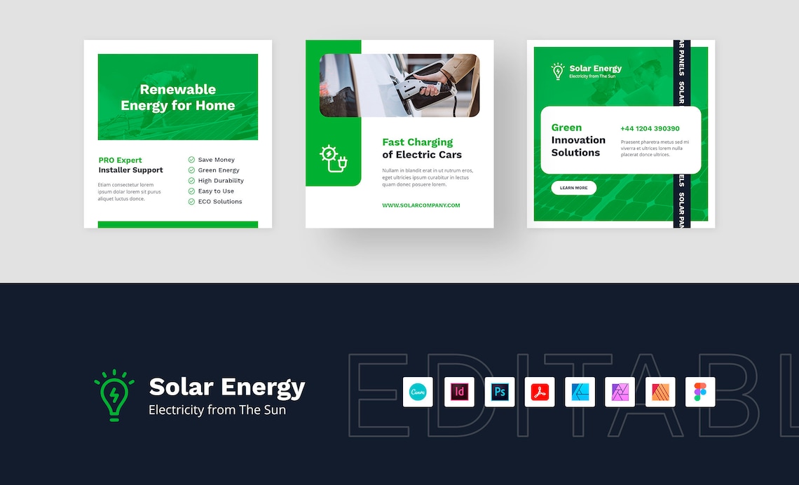 Solar Energy Instagram Post and Stories Canva Template Social - Etsy