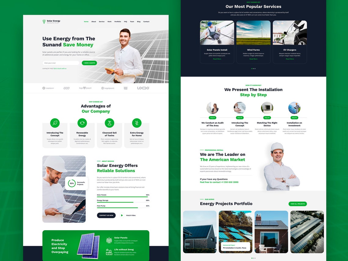Solar Energy, Renewable Business, Figma Landing Page Template, Solar ...