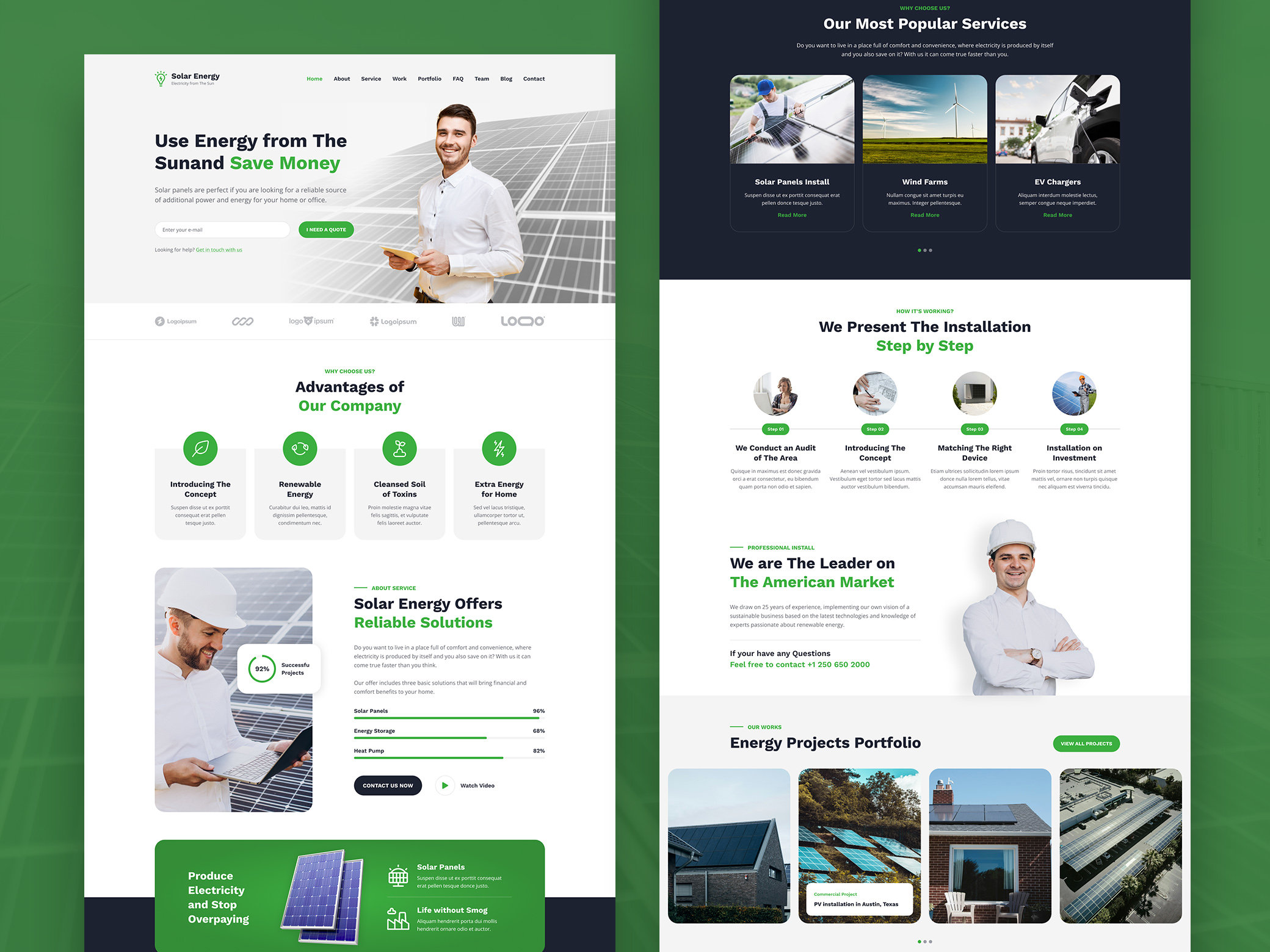 Solar Energy, Renewable Business, Figma Landing Page Template, Solar ...
