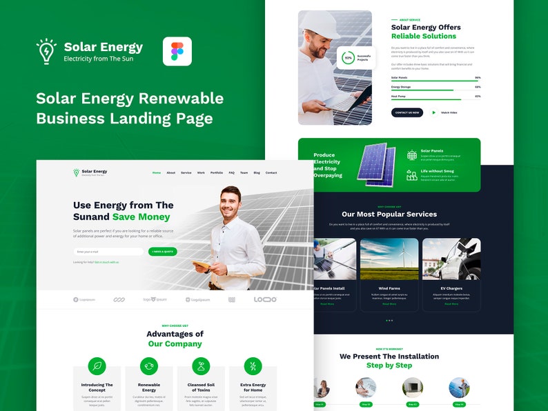 Solar Energy, Renewable Business, Figma Landing Page Template, Solar ...