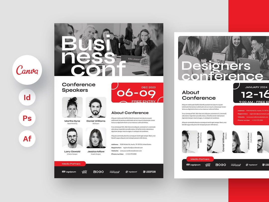Editable Conference Flyer Template, Marketing Event (canva, PDF, PSD ...
