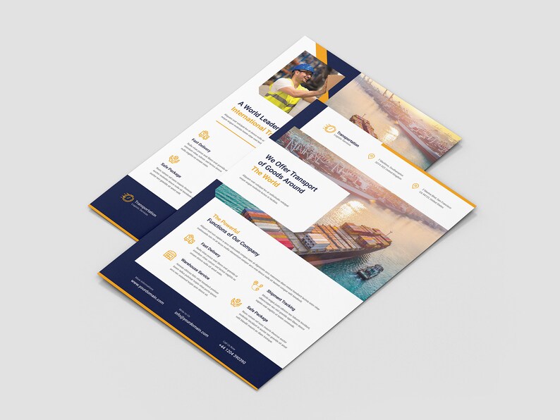 Transportation Flyer Template, Logistics & Shipping (canva, Photoshop ...