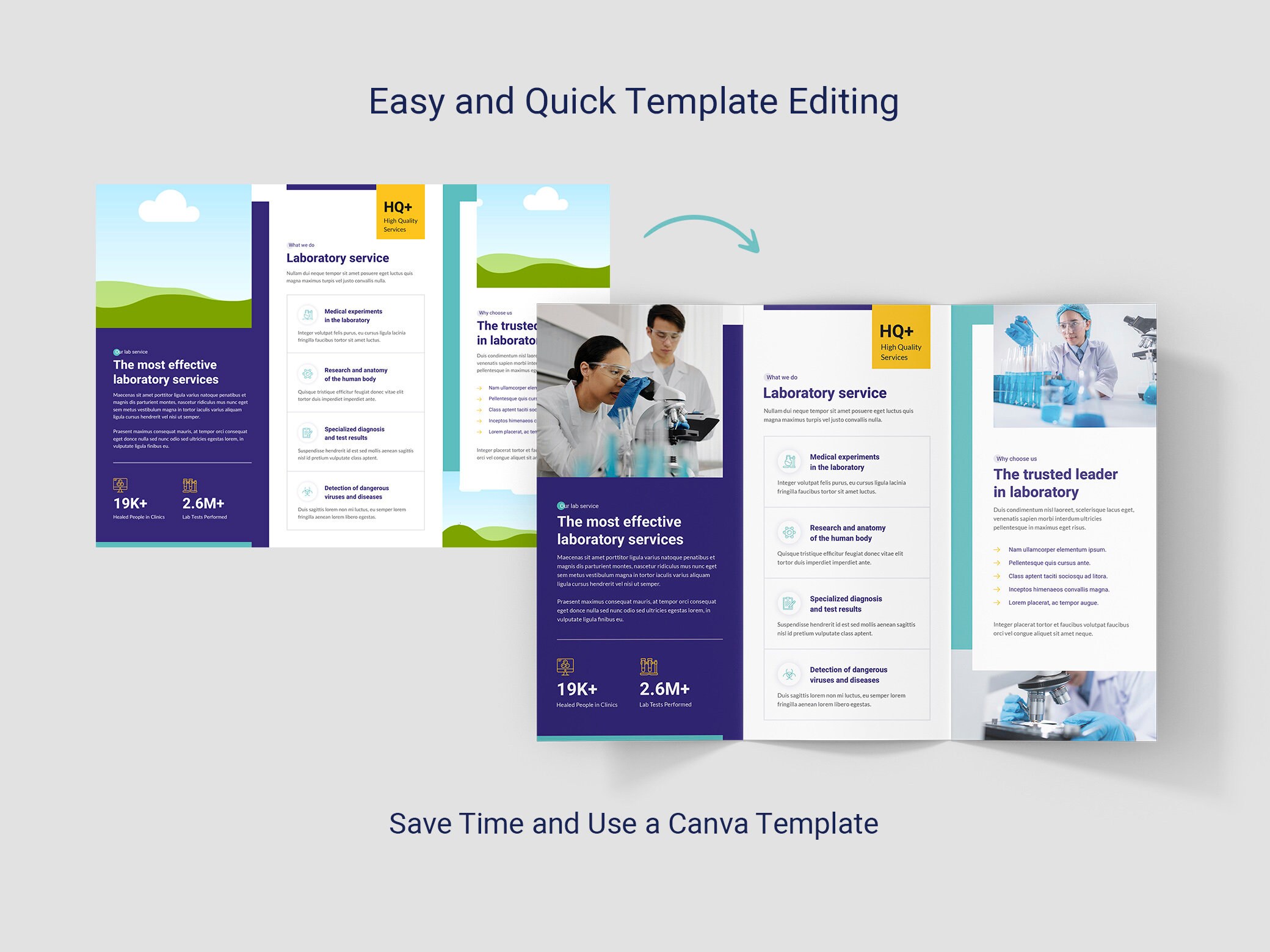 Laboratory Brochure Tri-fold, Canva Template, Medical Brochure Design ...