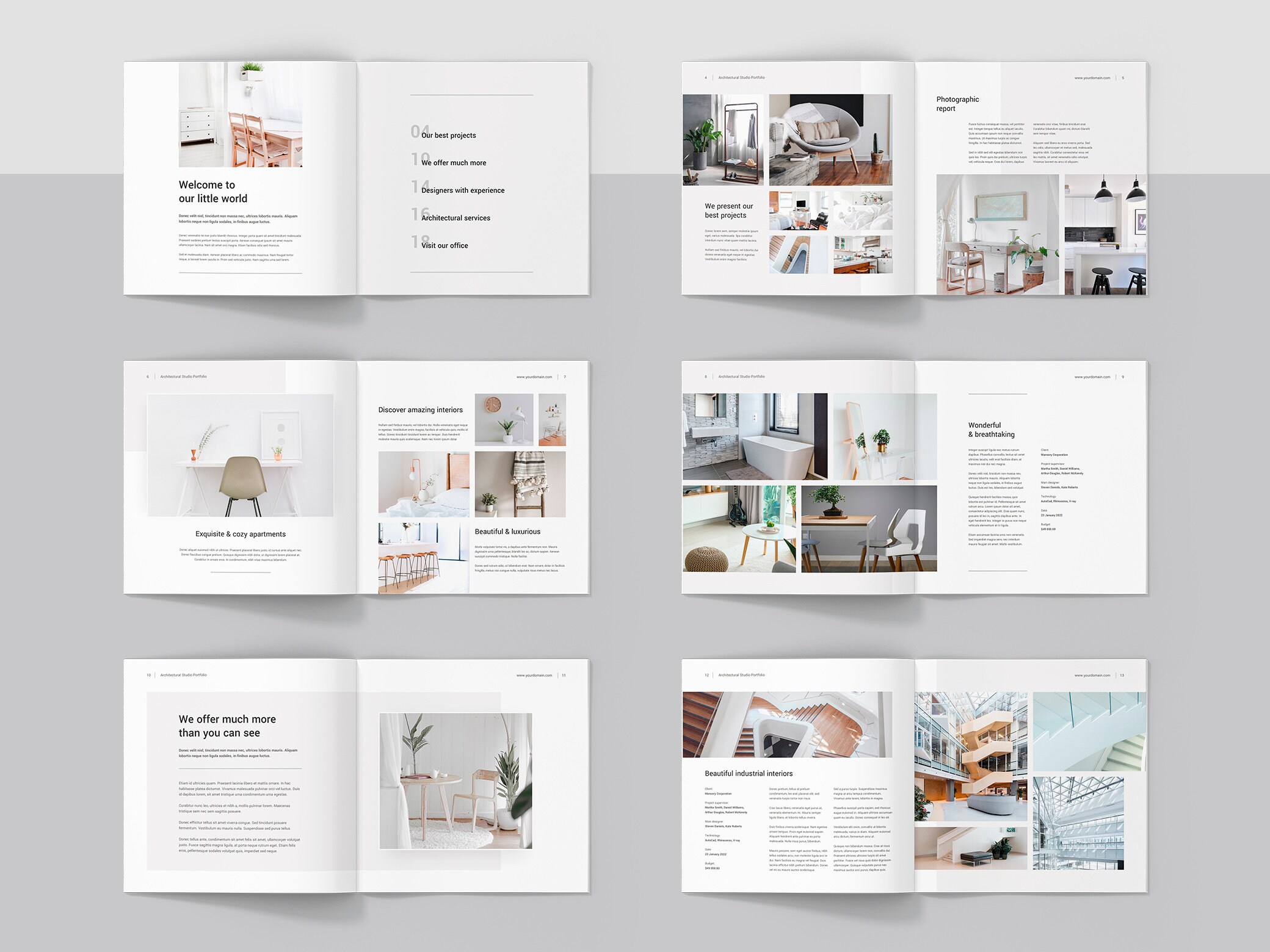 Interior Design Portfolio Canva Template, Square Brochure, 4 Different ...