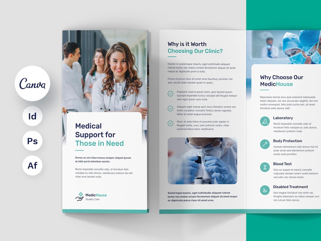 Doctor and Medical Brochure Tri-fold Canva Template, Hospital, Skincare ...