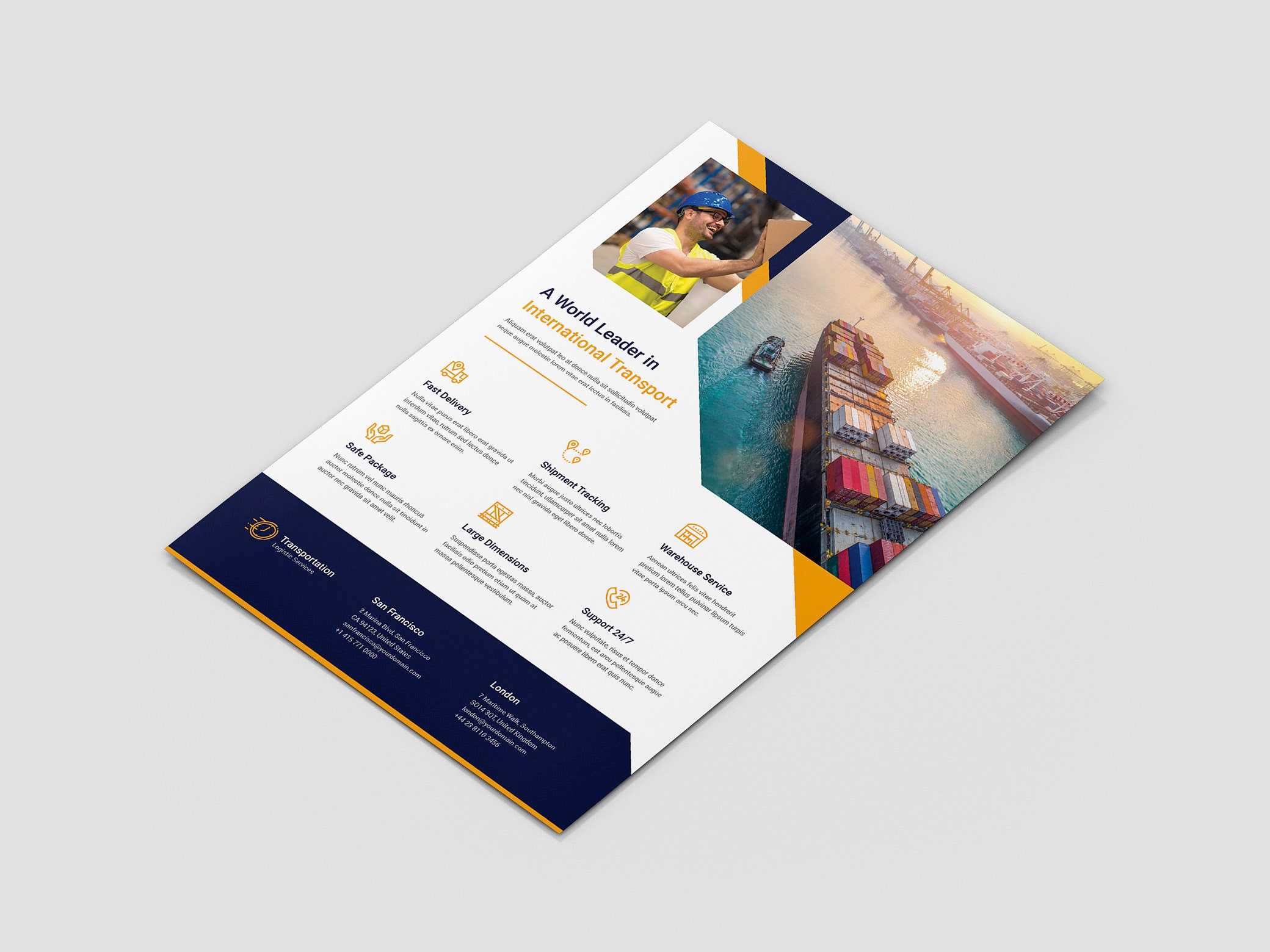 Transportation Flyer Template, Logistics & Shipping (canva, Photoshop ...