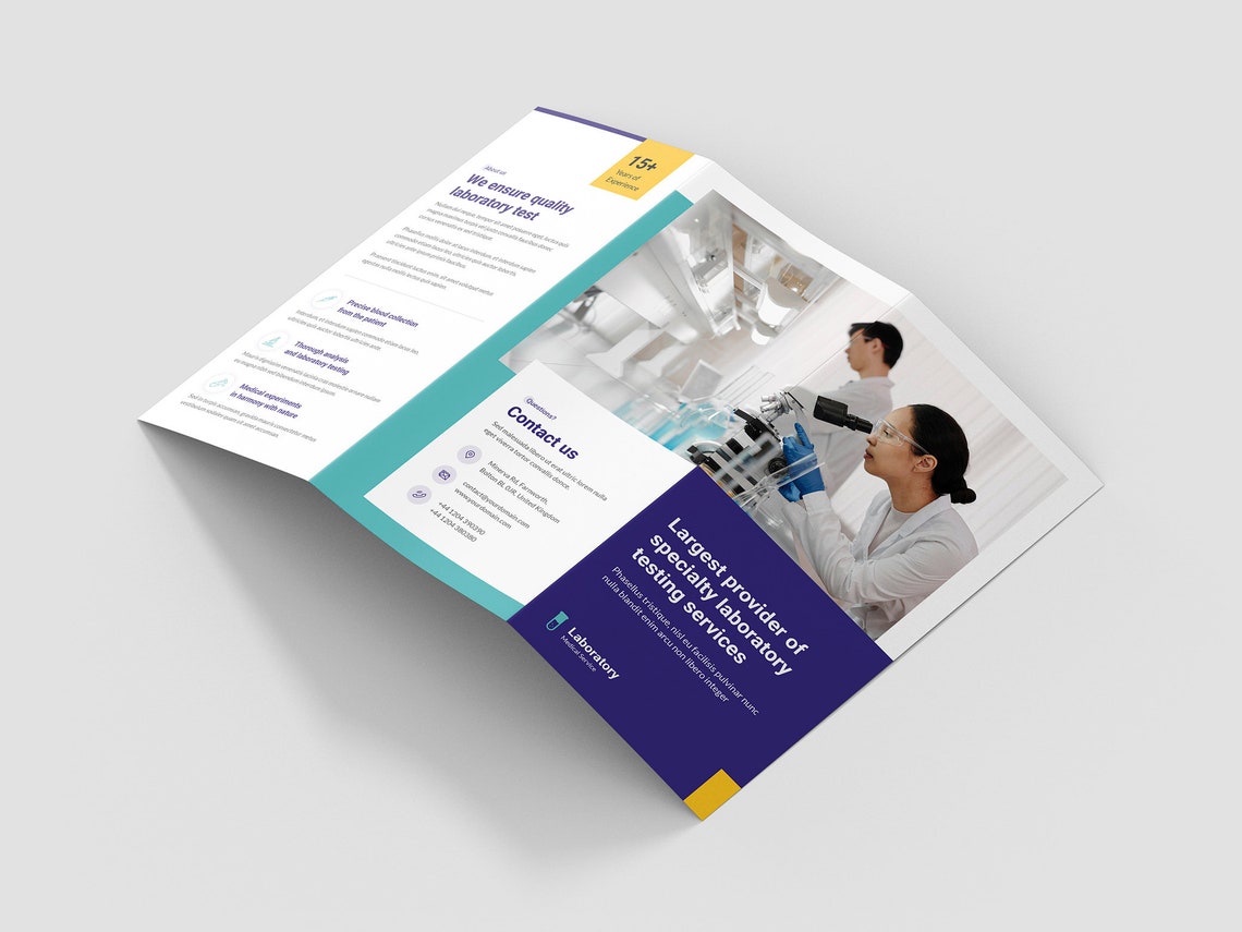 Laboratory Brochure Tri-fold, Canva Template, Medical Brochure Design ...