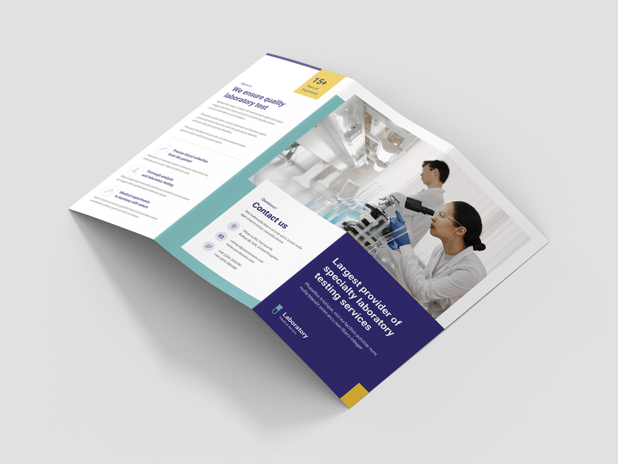 Laboratory Brochure Tri-fold, Canva Template, Medical Brochure Design ...
