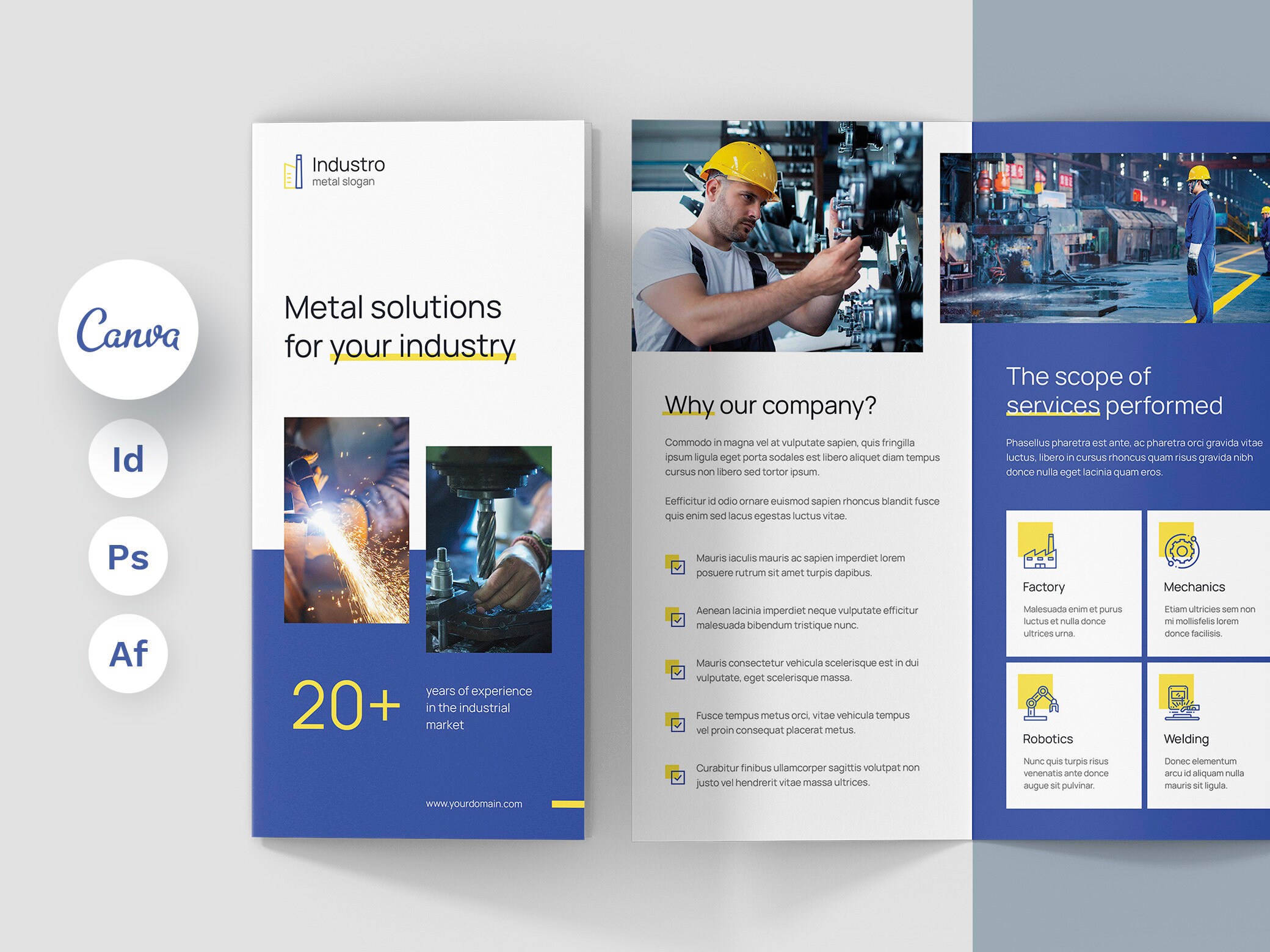 Welding Industry Brochure Tri-fold, Canva Template, Solar Panel ...