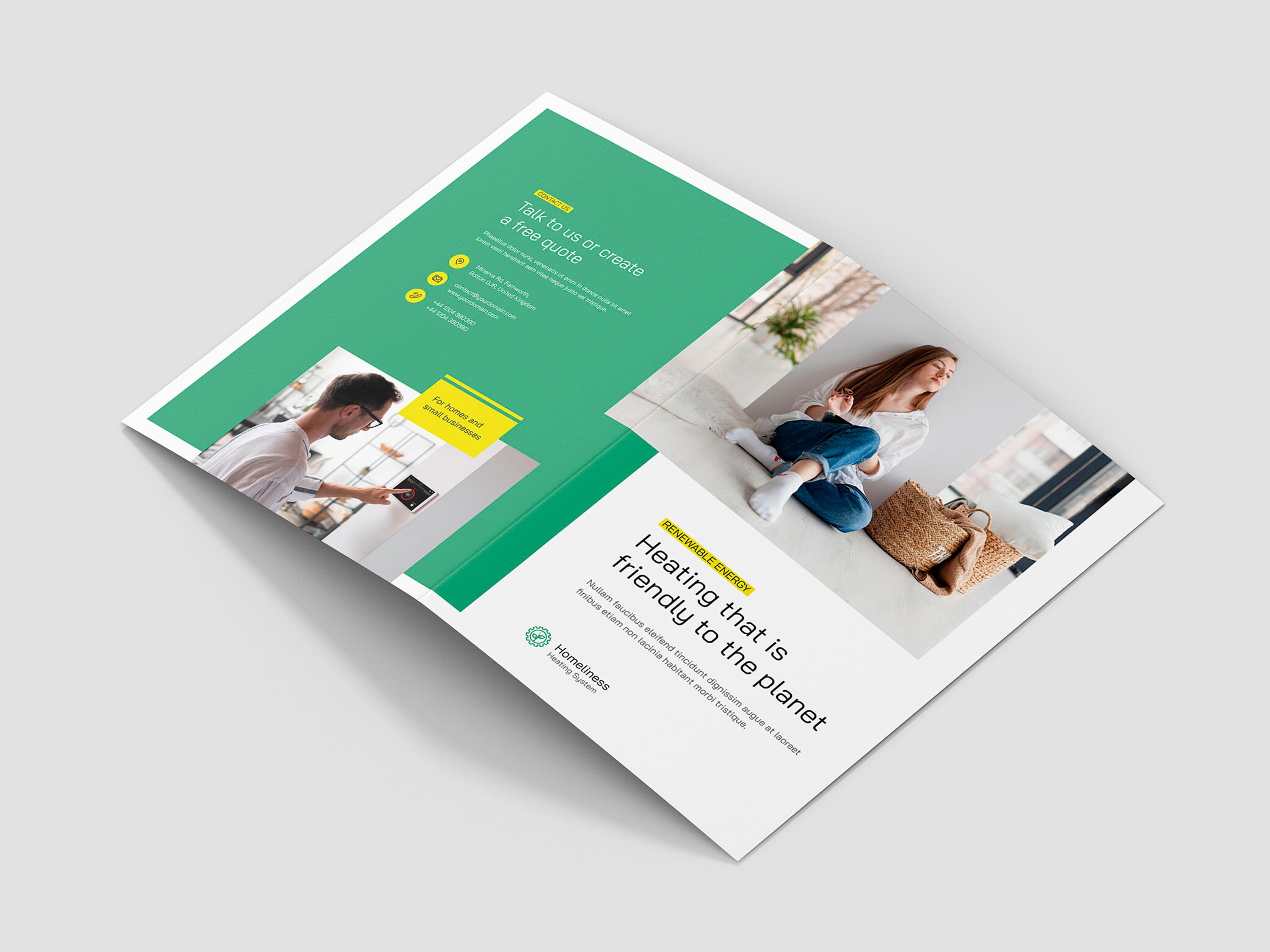 Heating System, Solar Panel, Renewable Energy, Brochure Bifold, Canva ...