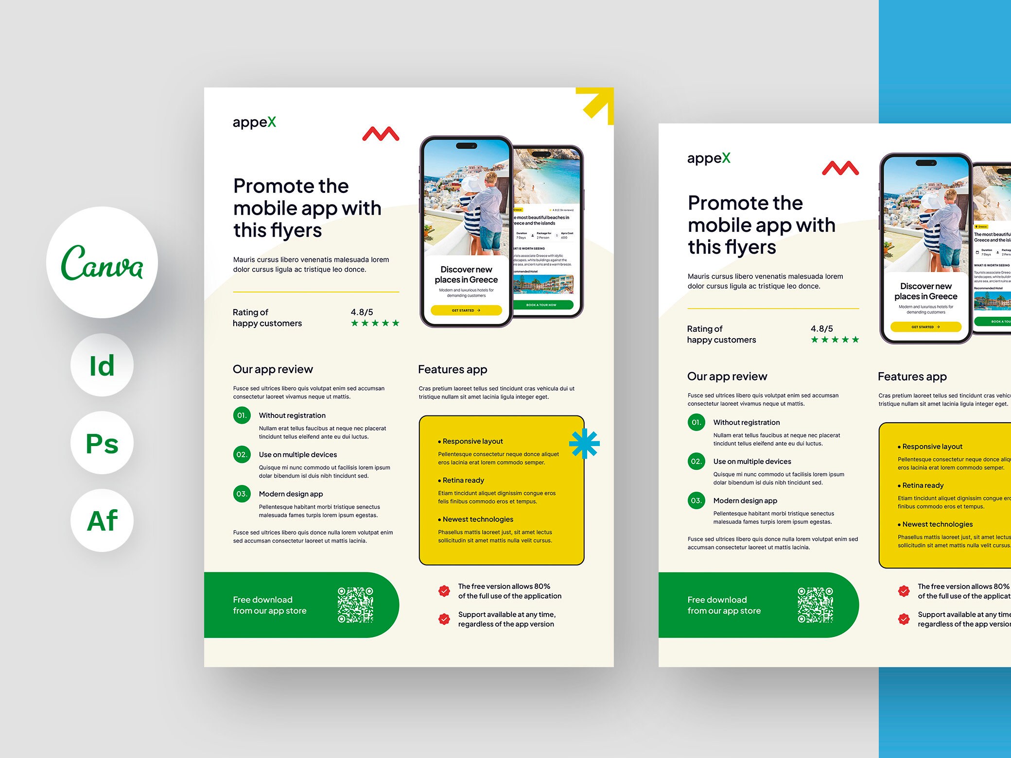 Mobile App Promotion Flyer Design, Canva Template, IT Services, Travel ...