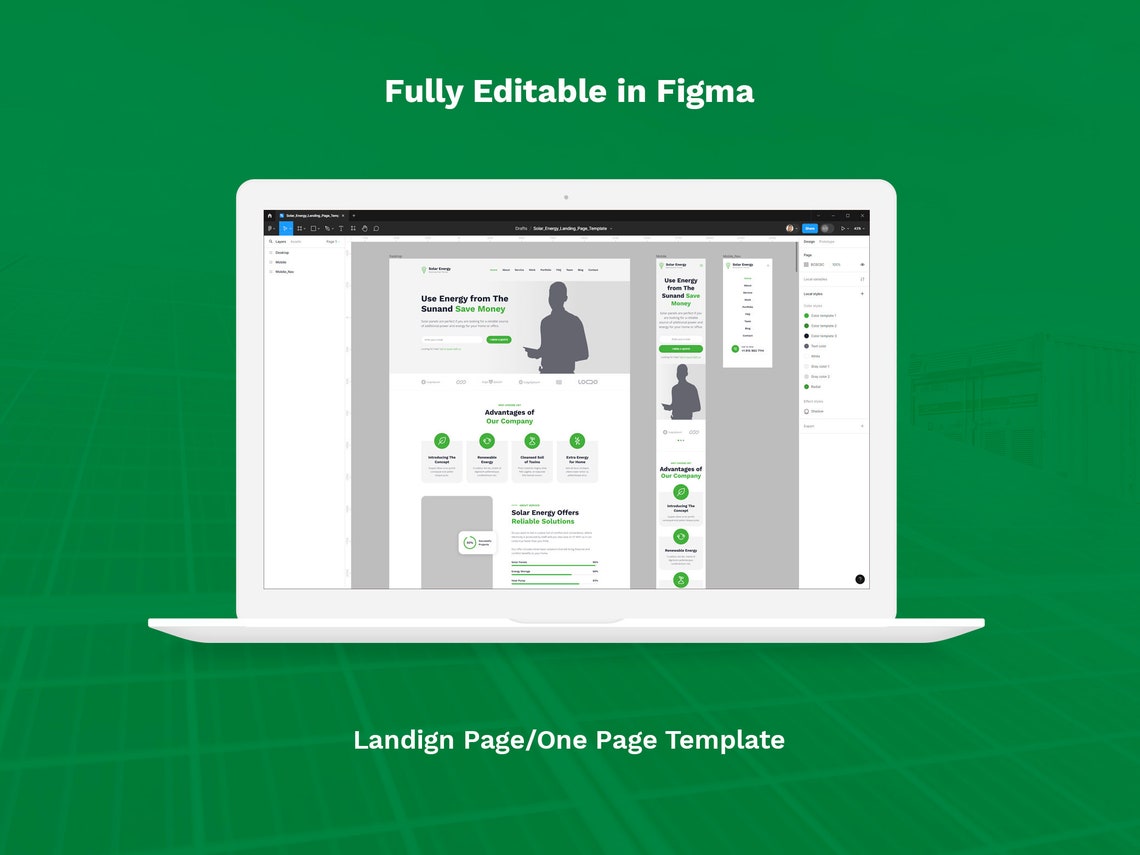 Solar Energy, Renewable Business, Figma Landing Page Template, Solar ...
