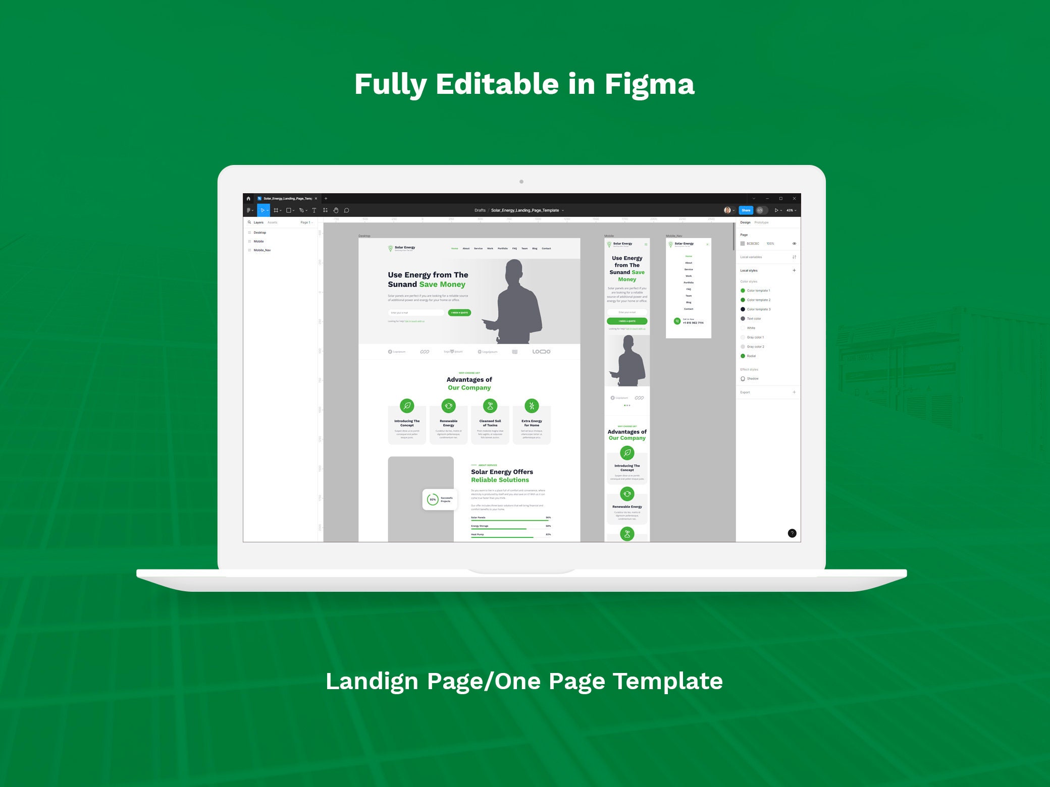 Solar Energy, Renewable Business, Figma Landing Page Template, Solar ...