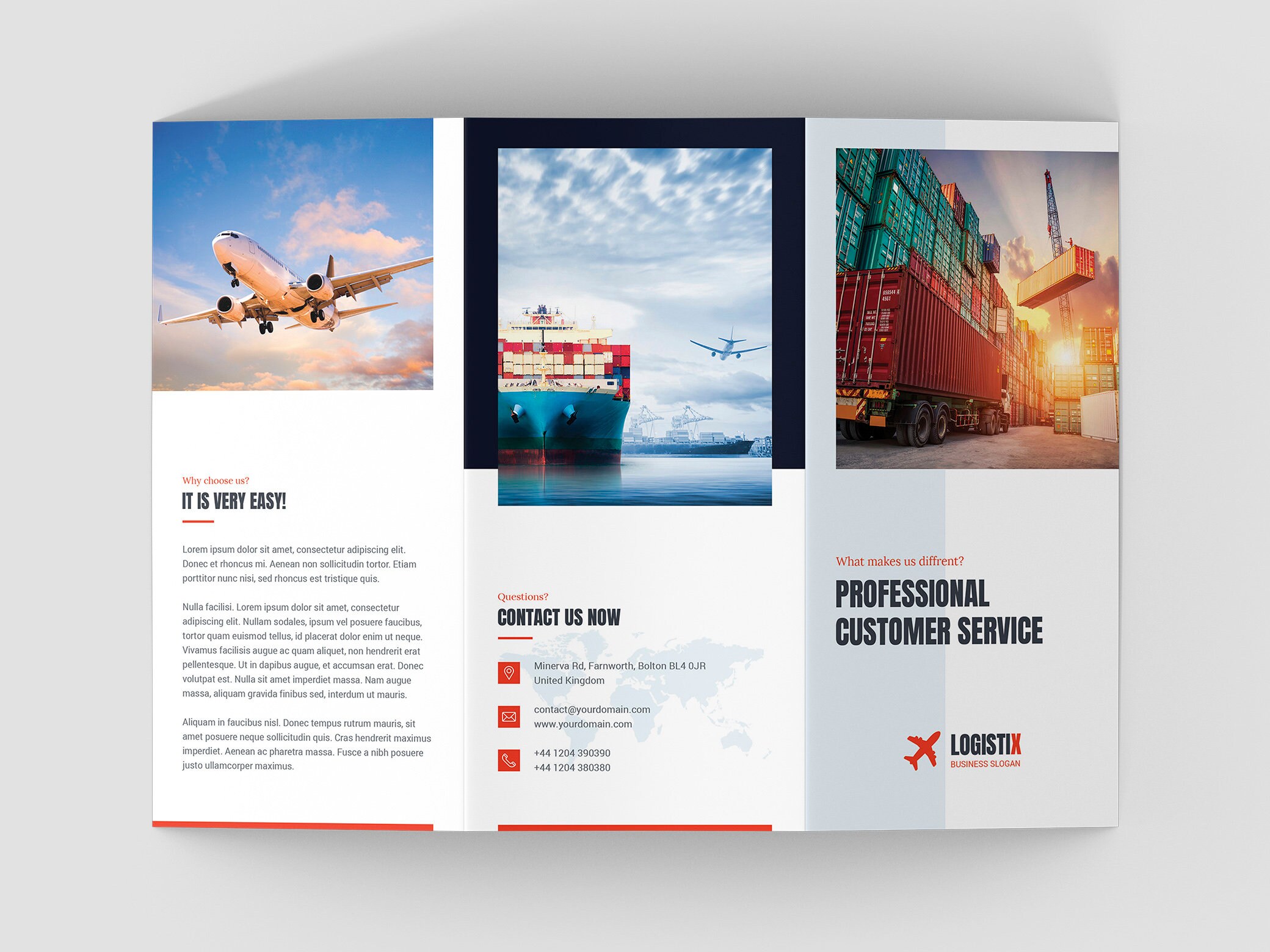 Transport Logistic Brochure Trifold Canva Template, Cargo, Yard ...
