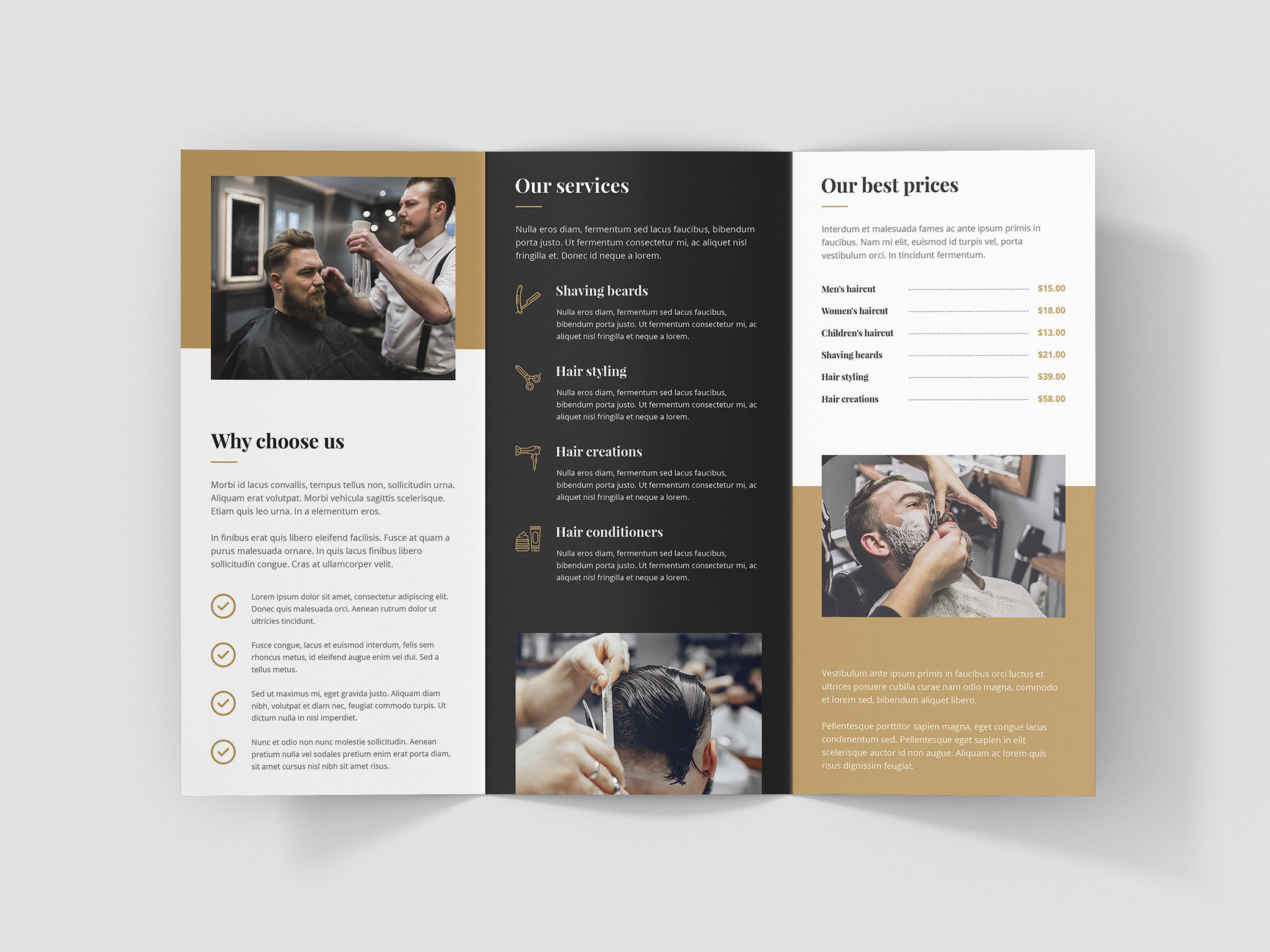 Barber Shop Brochure Trifold, Canva Template, Price List, Hair Styling ...