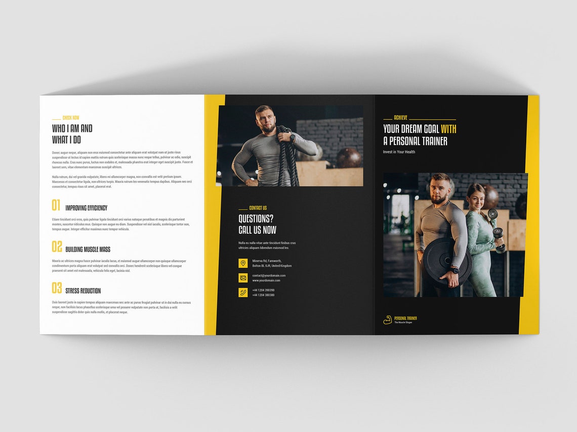 Personal Trainer, Brochure Template, Brochure Tri-fold A5, Canva ...