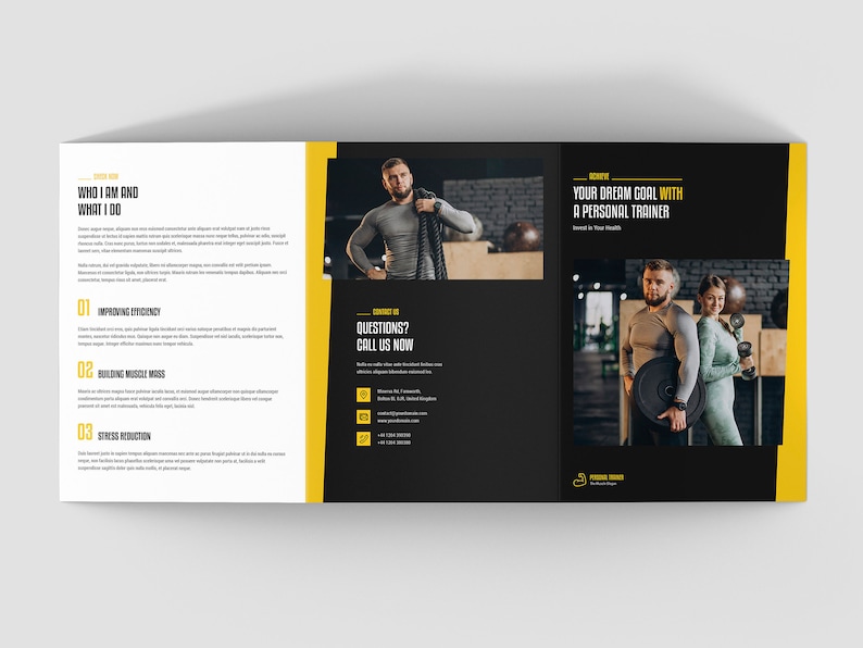 Personal Trainer, Brochure Template, Brochure Tri-fold A5, Canva ...