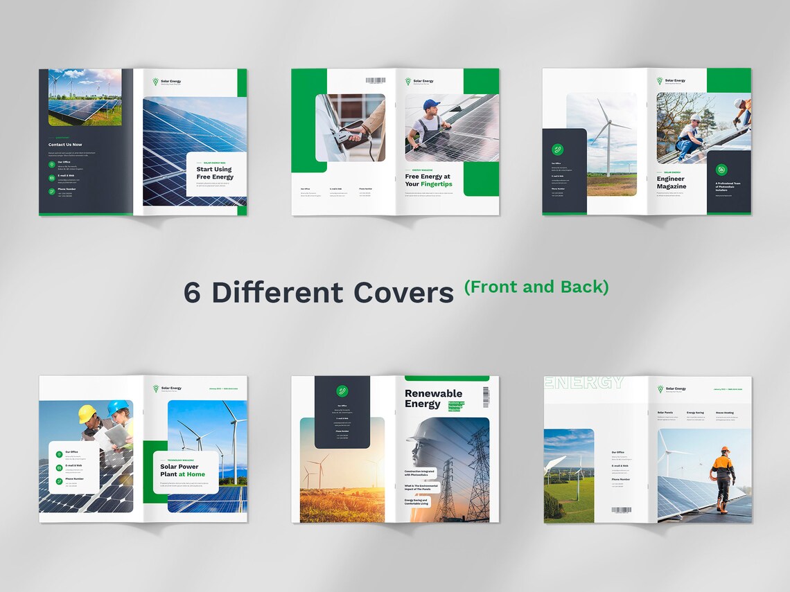 Solar Energy Magazine Template, Canva and Indesign Template, 24 ...