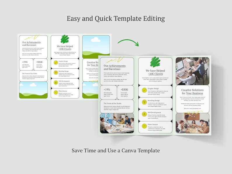 Digital Studio Brochure Tri-fold, Canva Template, Creative Agency Offer ...
