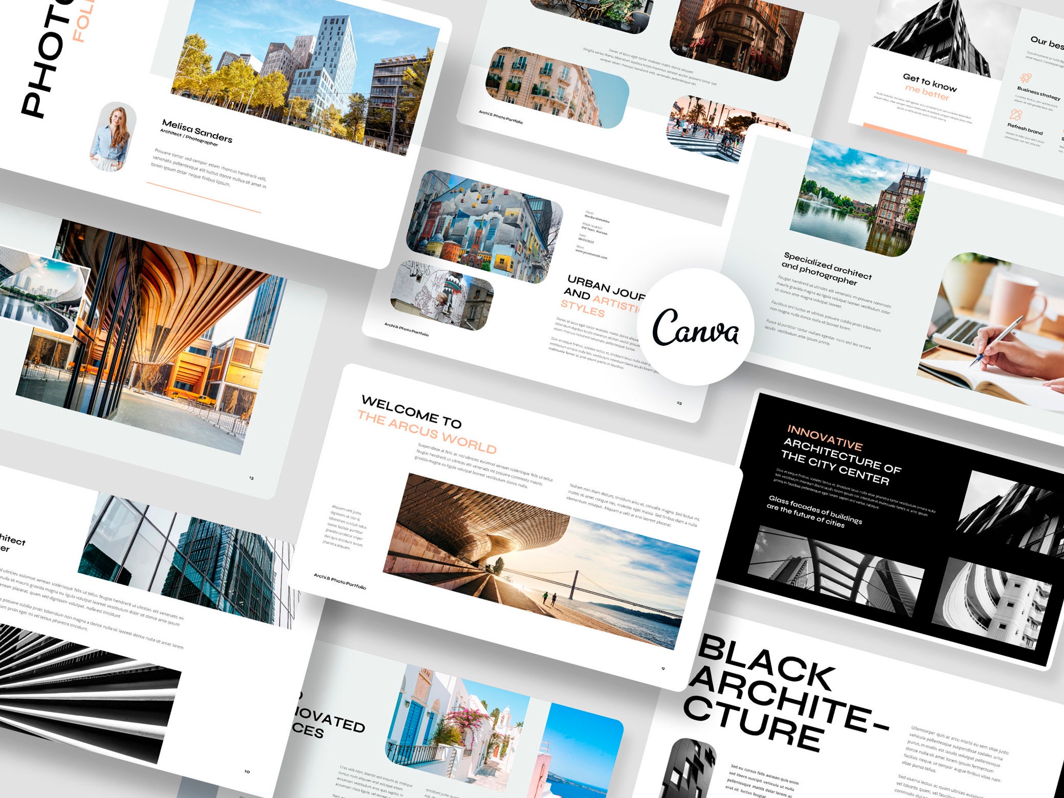 Architecture Interior Design Portfolio, Canva and Powerpoint Template ...