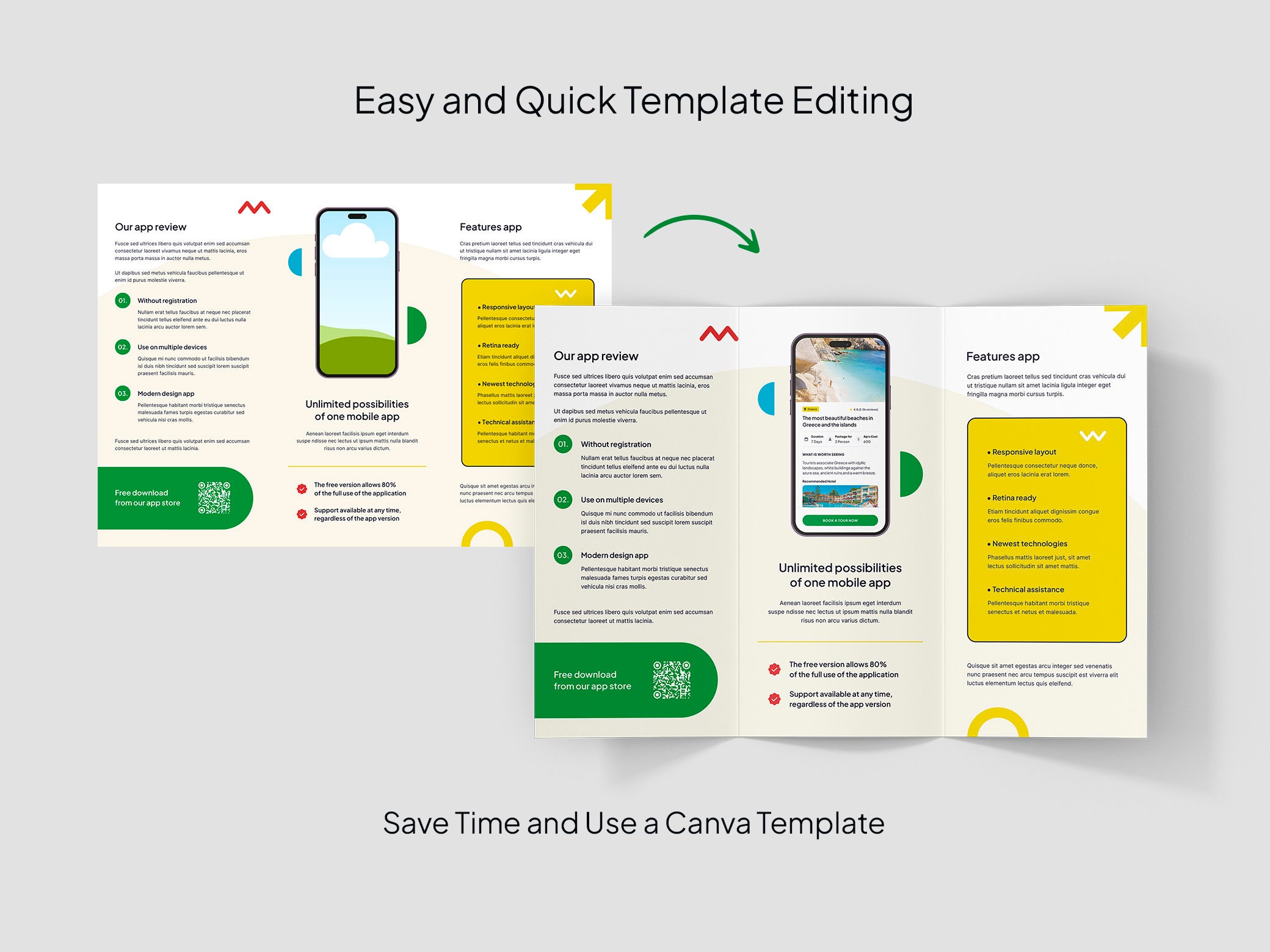 Mobile App Tri-fold Brochure Canva, Tech Startup Software Pamphlet PSD ...