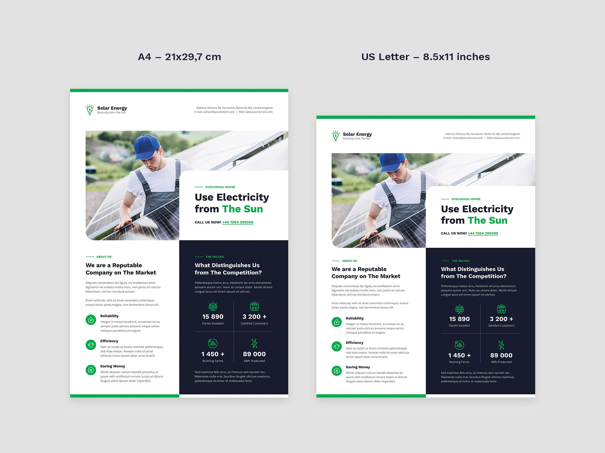 Solar Energy Flyer Template, Construction, Green Energy (canva ...