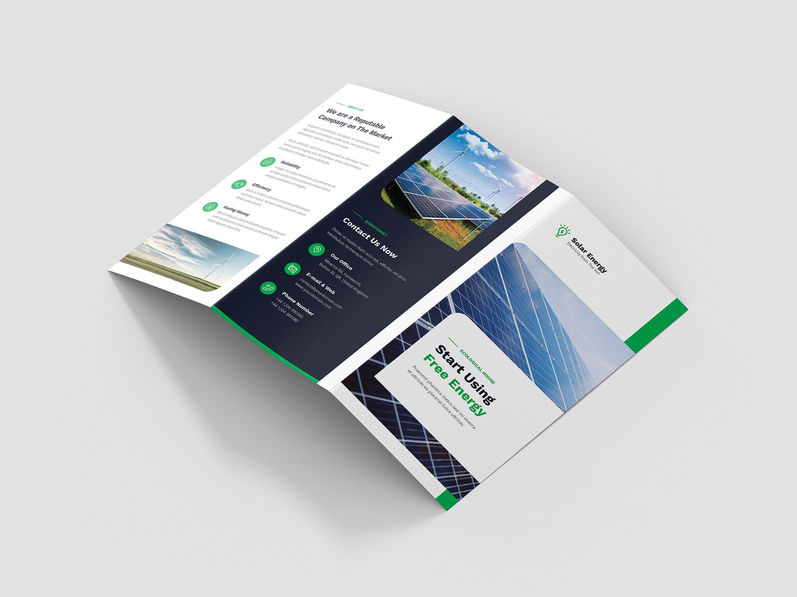 Solar Energy Brochure Tri-fold Template, Canva, Indesign, Photoshop ...