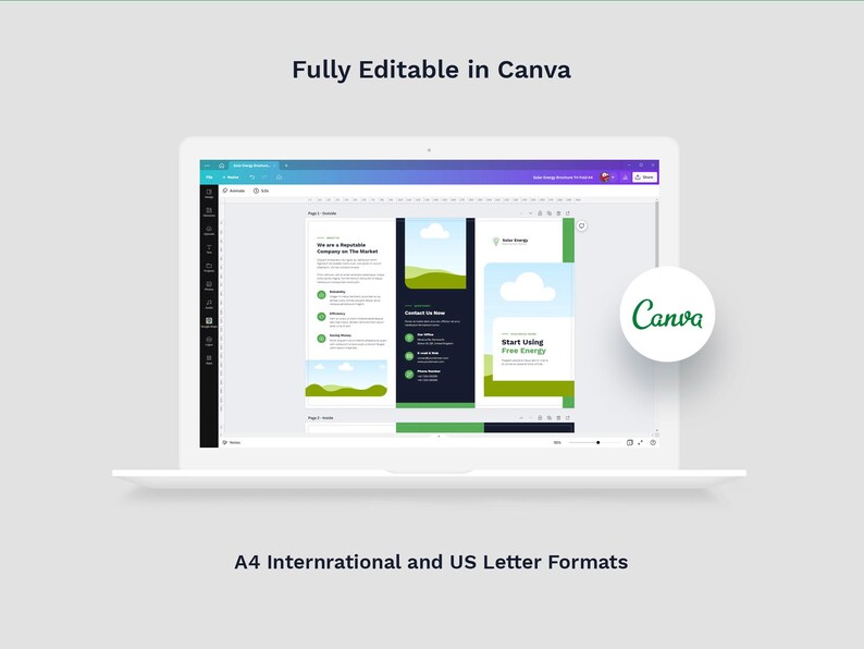 Solar Energy Canva Template Bundle, Renewable Industry Marketing Kit ...
