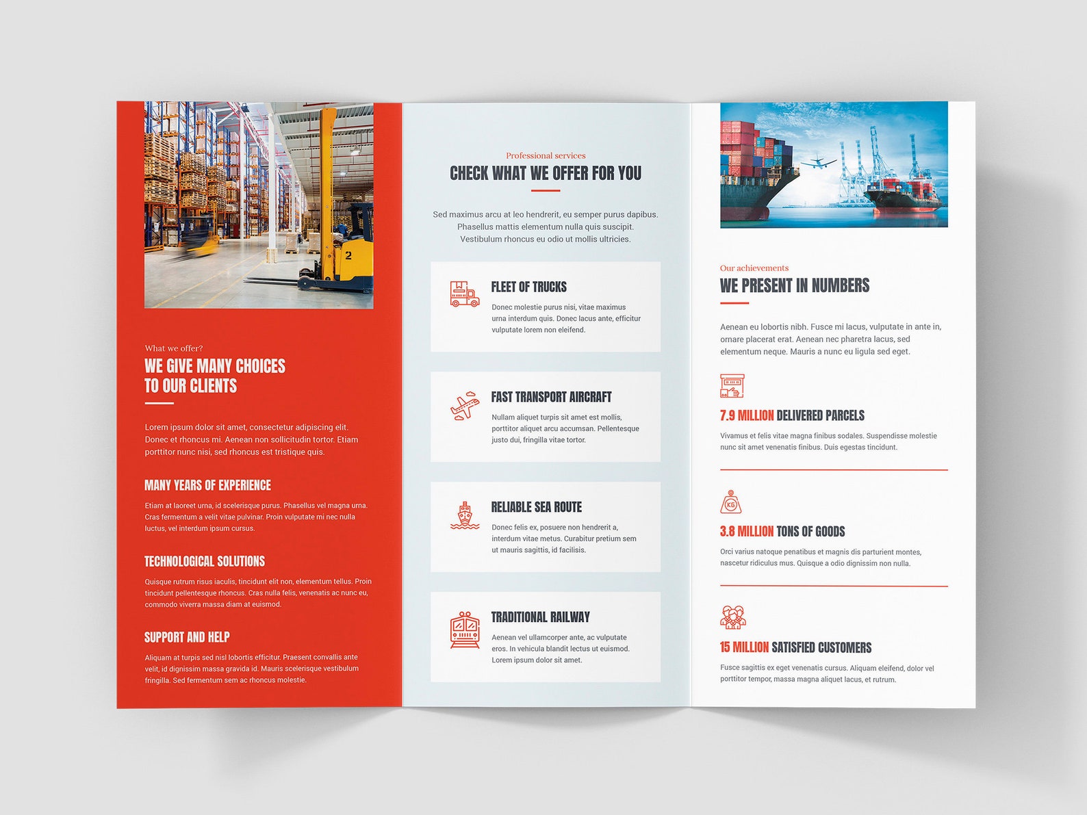 Transport Logistic Brochure Trifold Canva Template, Cargo, Yard ...
