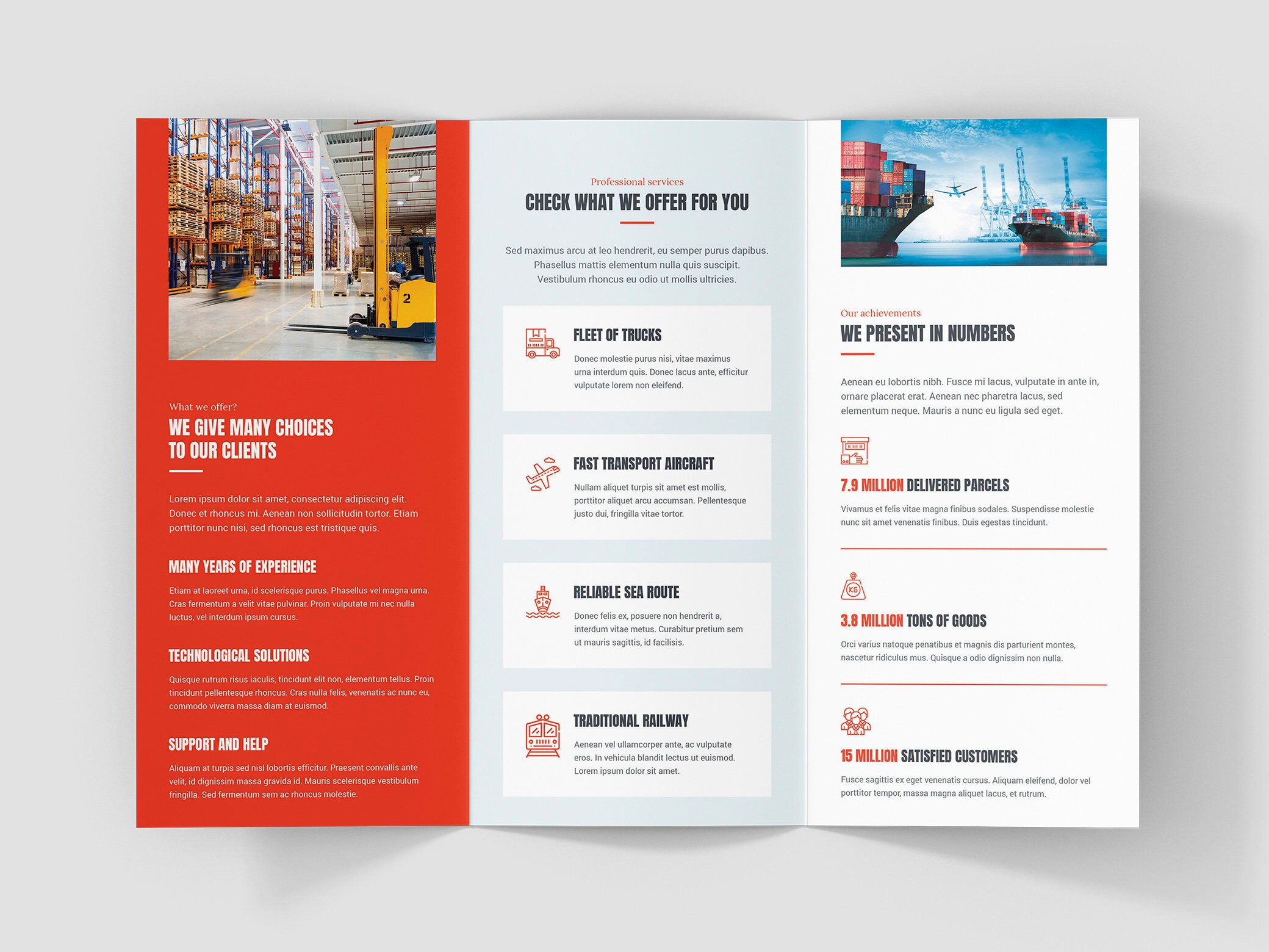 Transport Logistic Brochure Trifold Canva Template, Cargo, Yard ...