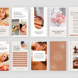 Spa Salon Instagram Post and Stories Canva Template, Spa Menu, Salon ...