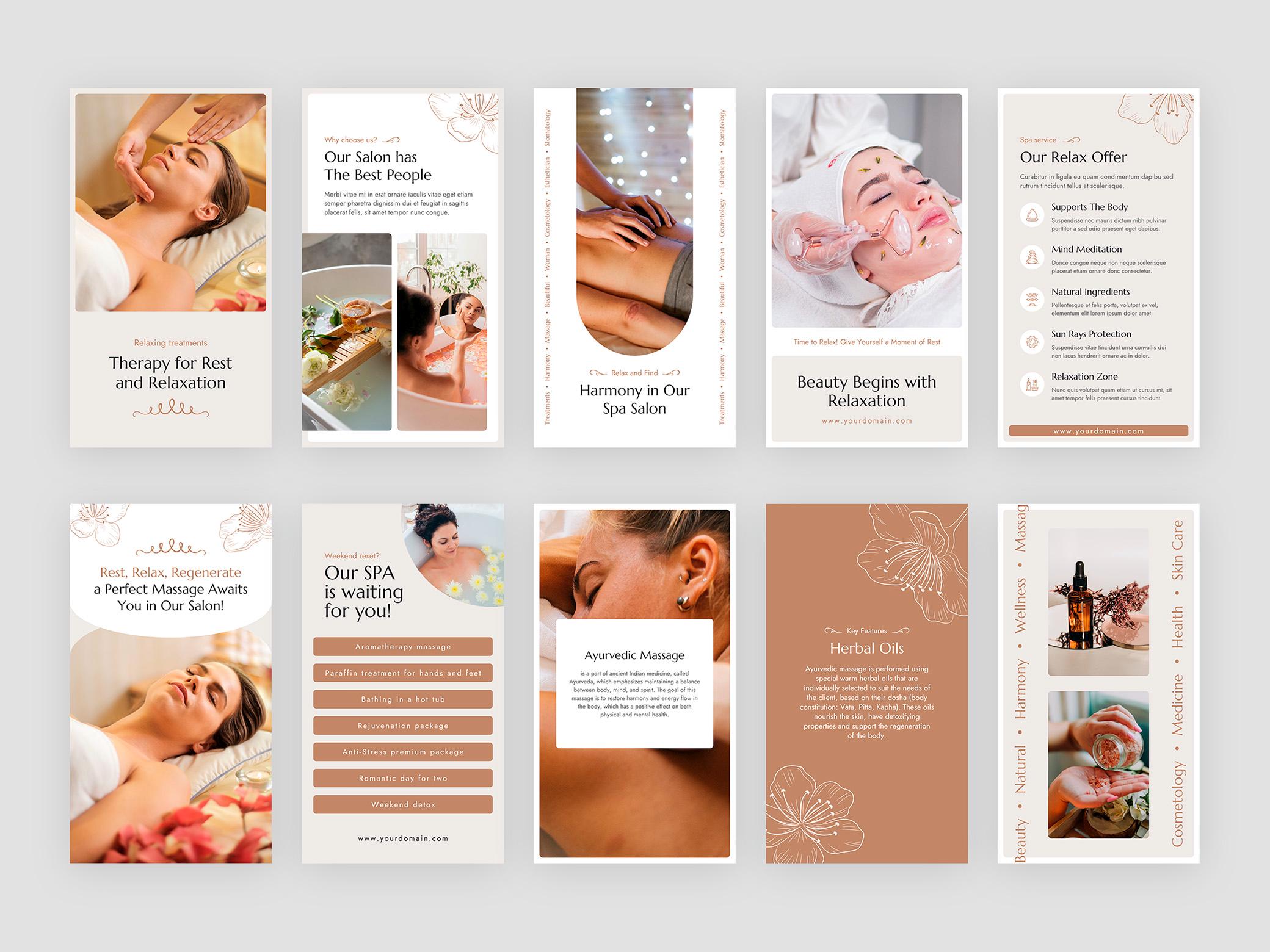 Spa Salon Instagram Post and Stories Canva Template, Spa Menu, Salon ...