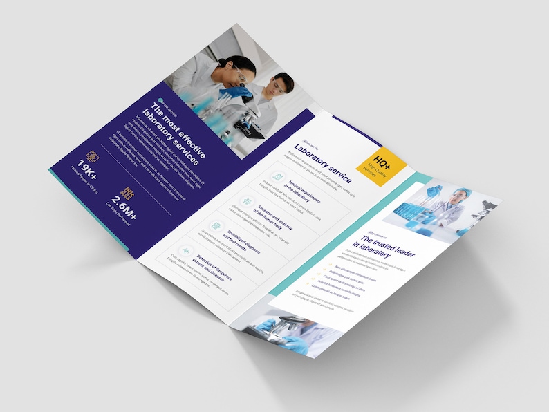 Laboratory Brochure Tri-fold, Canva Template, Medical Brochure Design ...