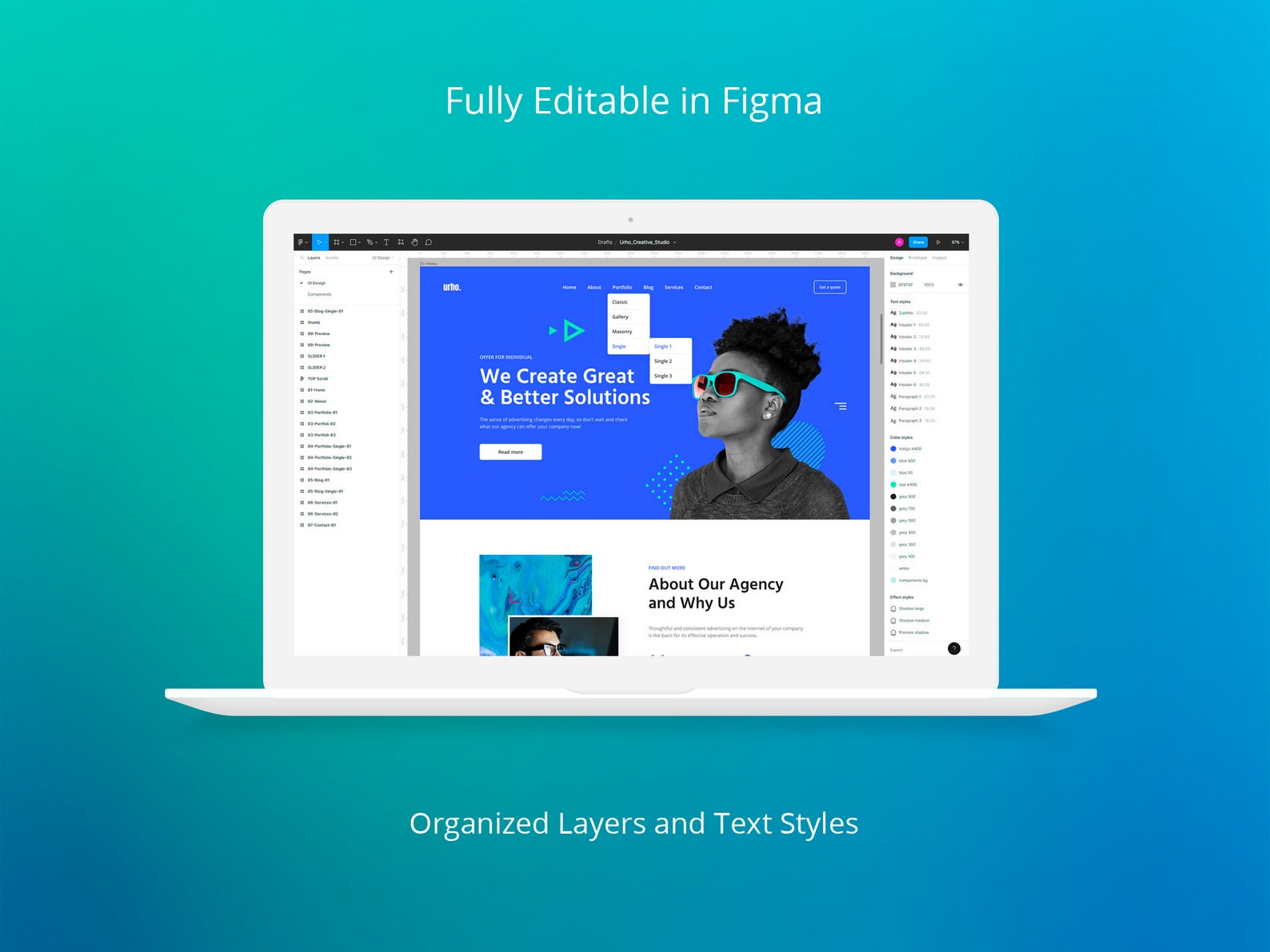Creative Studio Figma Template, UI Design, Urho Agency, Portfolio ...
