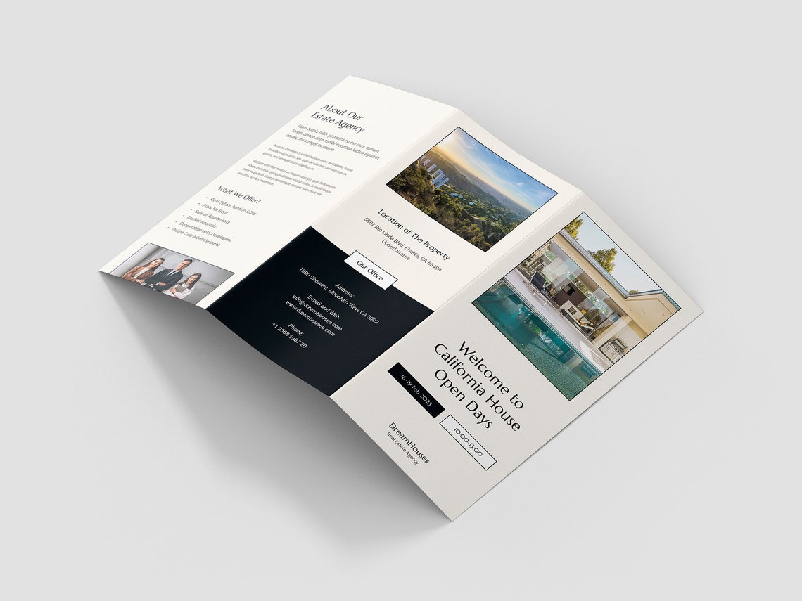 Real Estate Open House Brochure Tri-fold Canva Template, Realtor ...