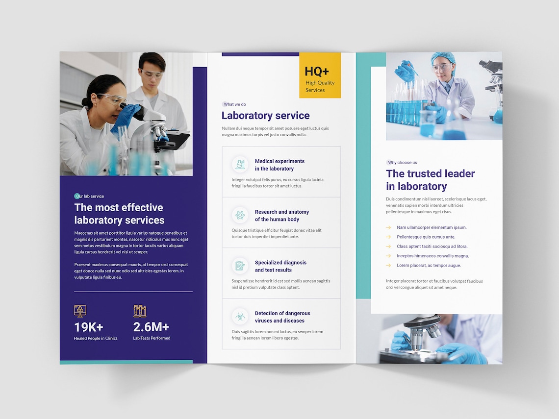 Laboratory Brochure Tri-fold, Canva Template, Medical Brochure Design ...