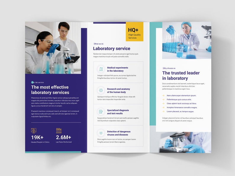 Laboratory Brochure Tri-fold, Canva Template, Medical Brochure Design ...