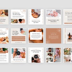 Spa Salon Instagram Post and Stories Canva Template, Spa Menu, Salon ...