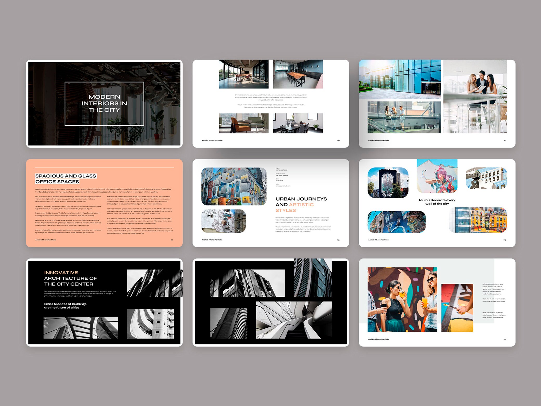Architecture Interior Design Portfolio, Canva and Powerpoint Template ...