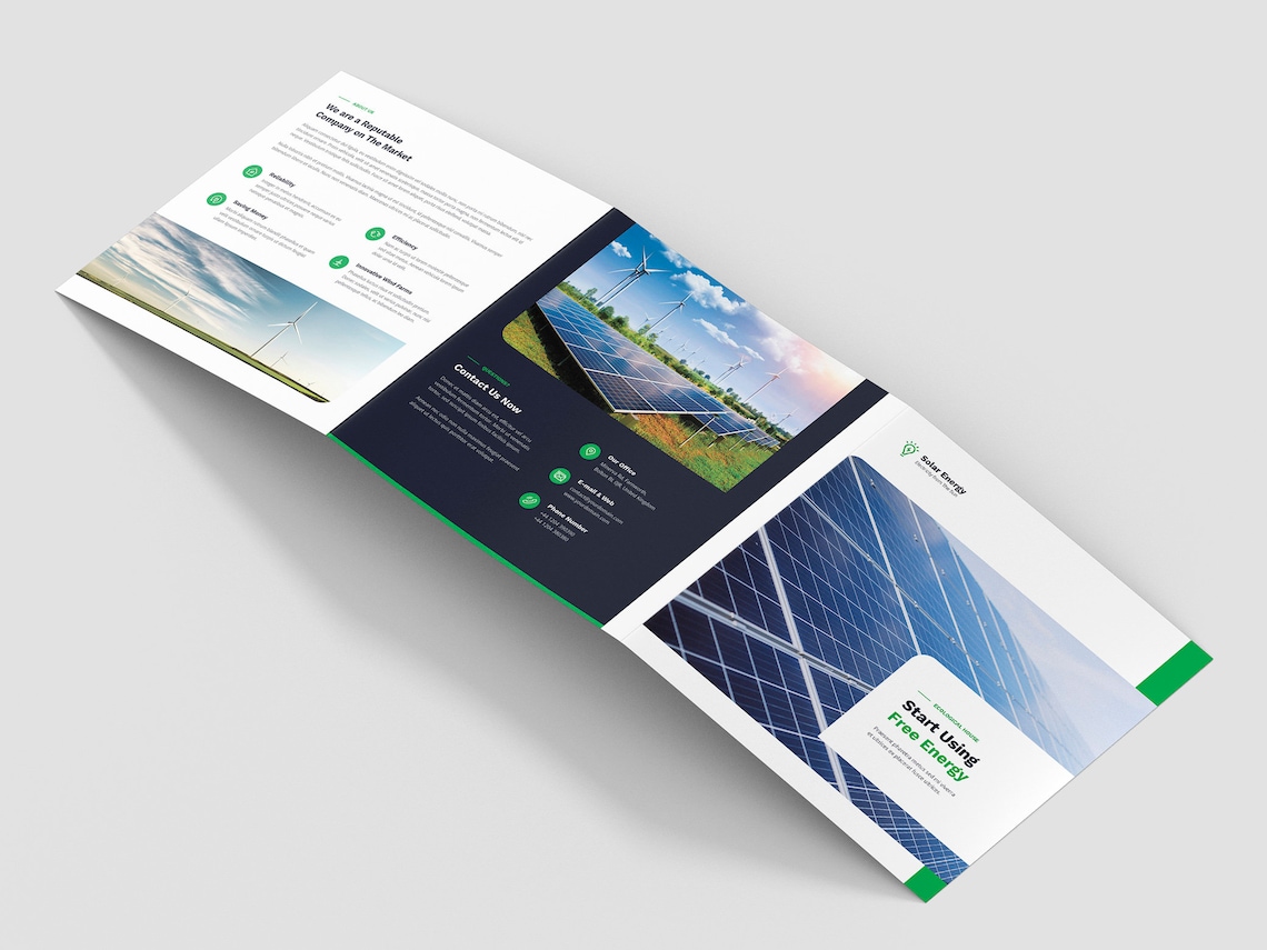 Solar Energy Brochure Tri-fold Square Canva Template, Renewable Energy ...