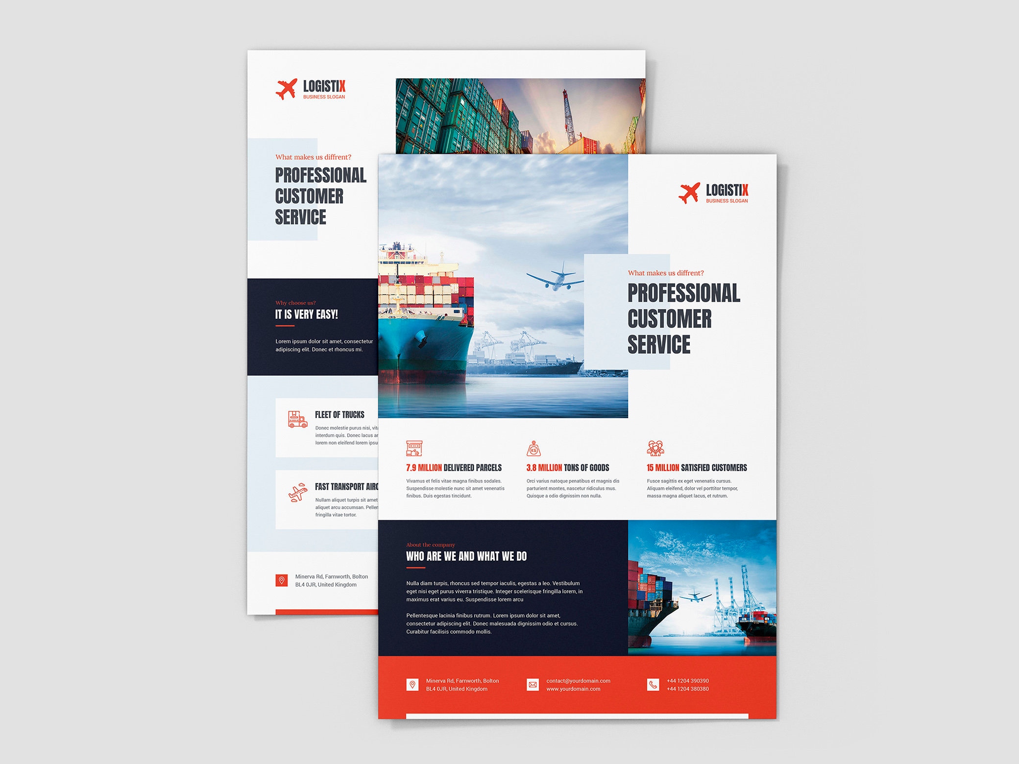 Transport Logistics Flyer Template, Business Delivery Service (canva ...