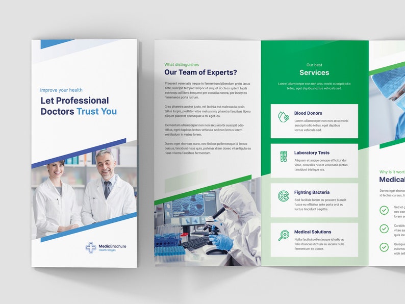 Medic Brochure Tri-fold Canva Template, Doctor, Mental Health Care ...